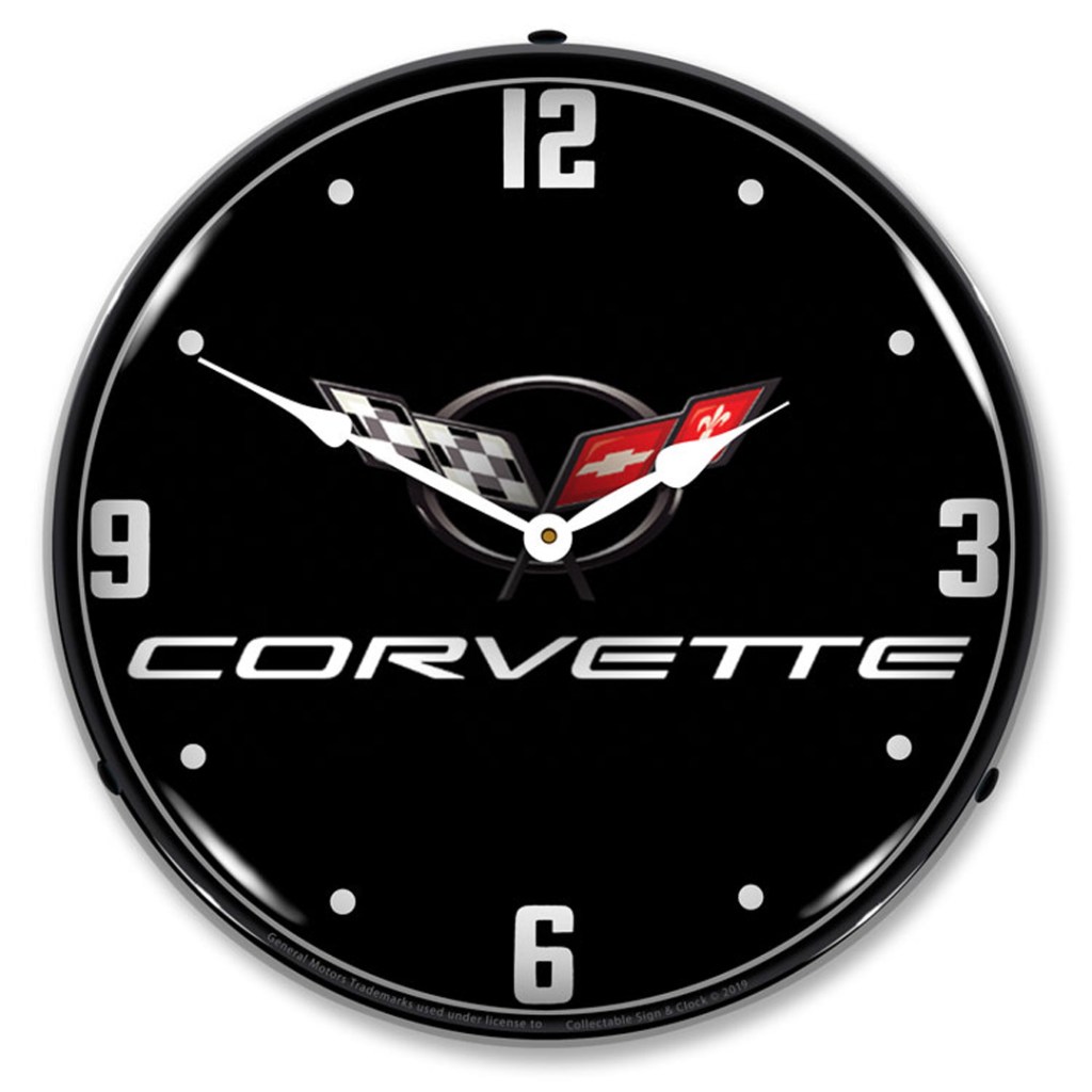 C5 Corvette Black Tie LED Wall Clock Illuminated not Neon - Collectable ...