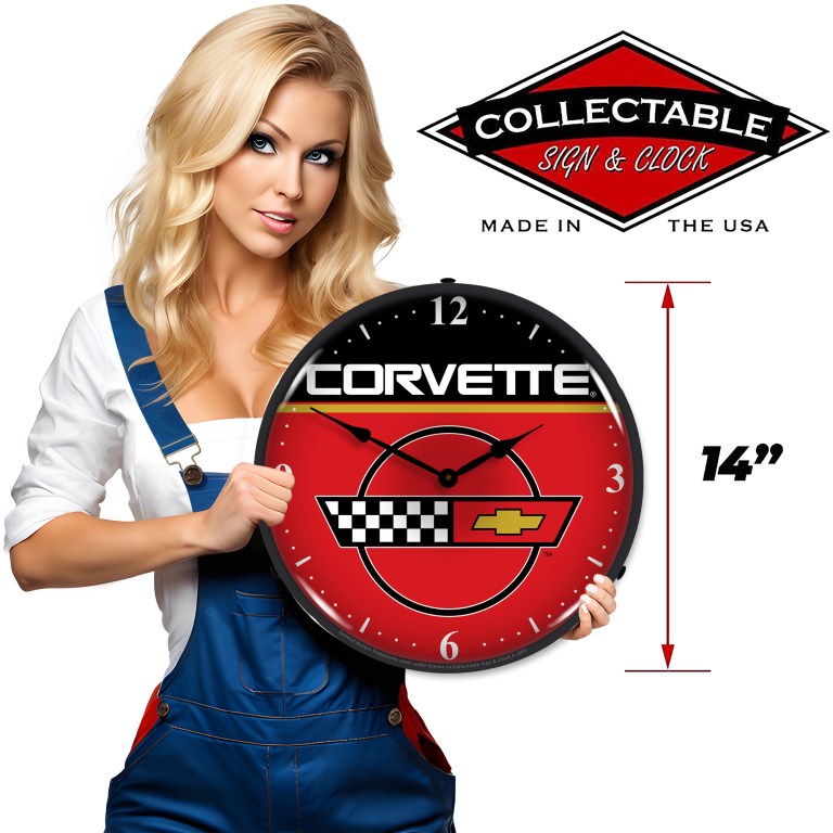 C4 Corvette LED Wall Clock Illuminated not Neon - Collectable Sign and ...