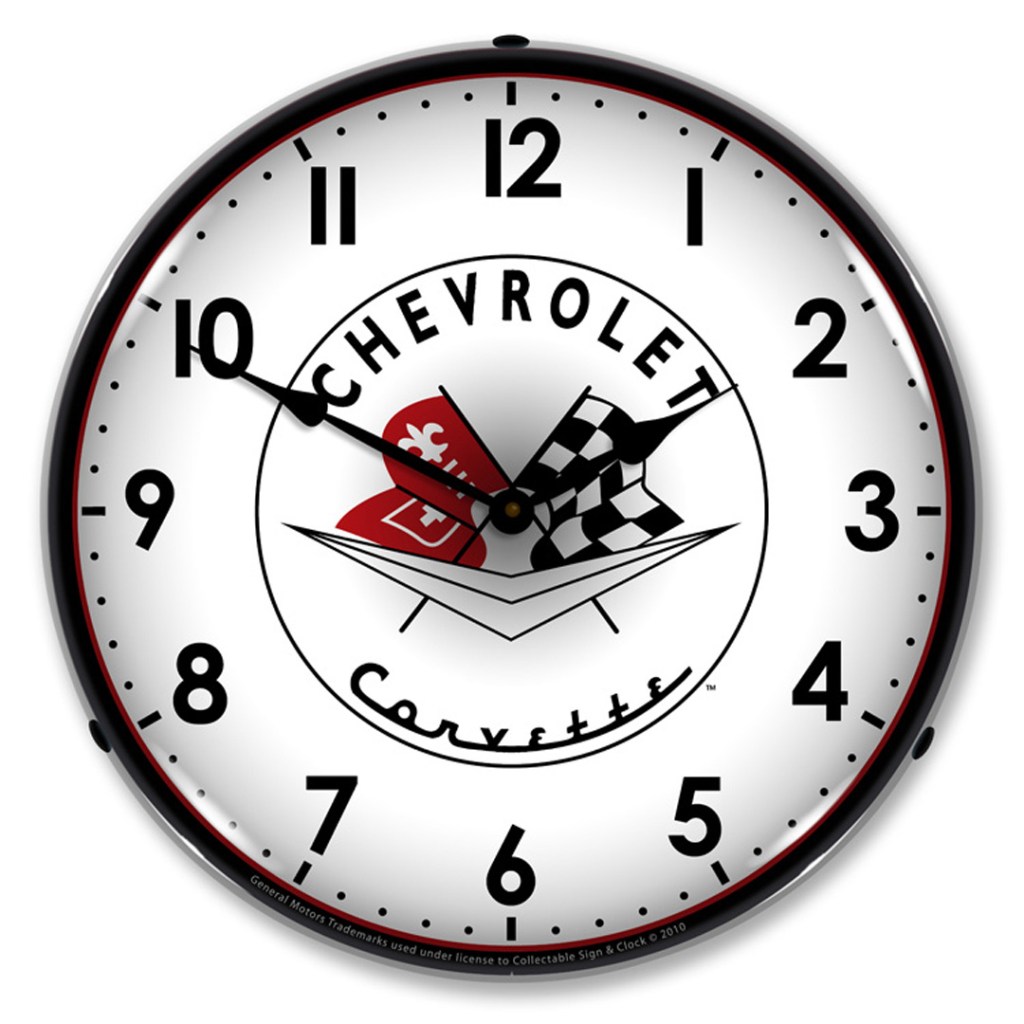 1956-57 Corvette logo LED Wall Clock Illuminated not Neon - Collectable ...