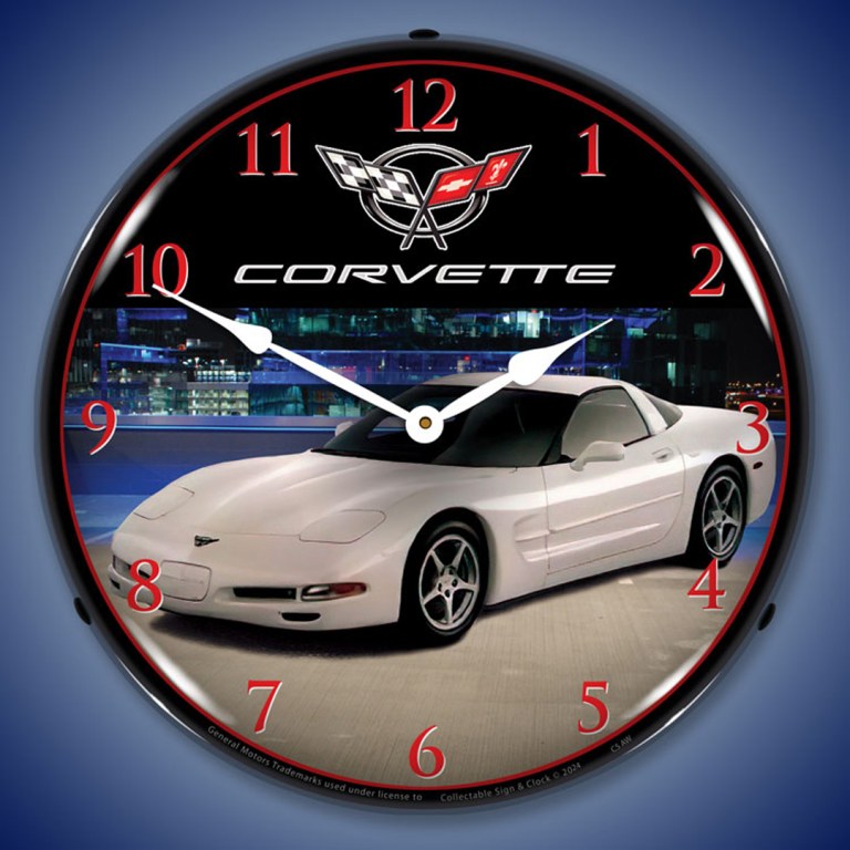 C5 Corvette Arctic White LED Wall Clock Illuminated not Neon ...