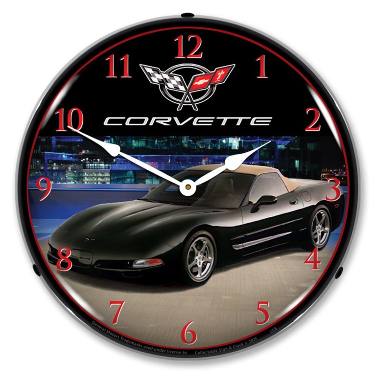 C5 Corvette Black LED Wall Clock Illuminated not Neon - Collectable ...