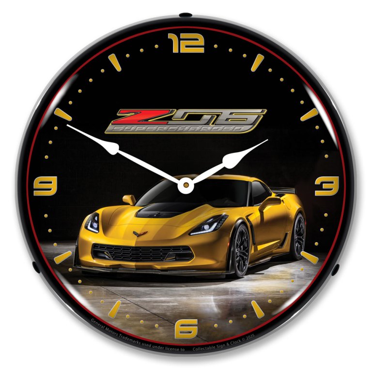 C7 Corvette Z06 LED Lighted Wall Clock - Collectable Sign and Clock