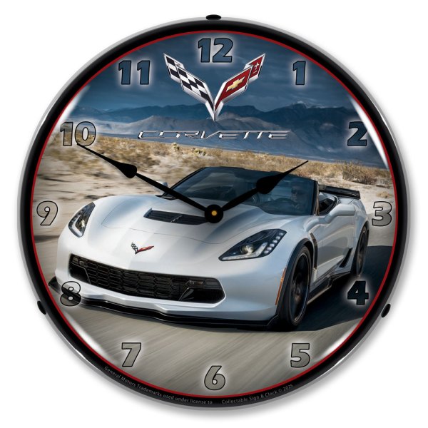 C7 Corvette Convertible in White LED Lighted Wall Clock - Collectable ...